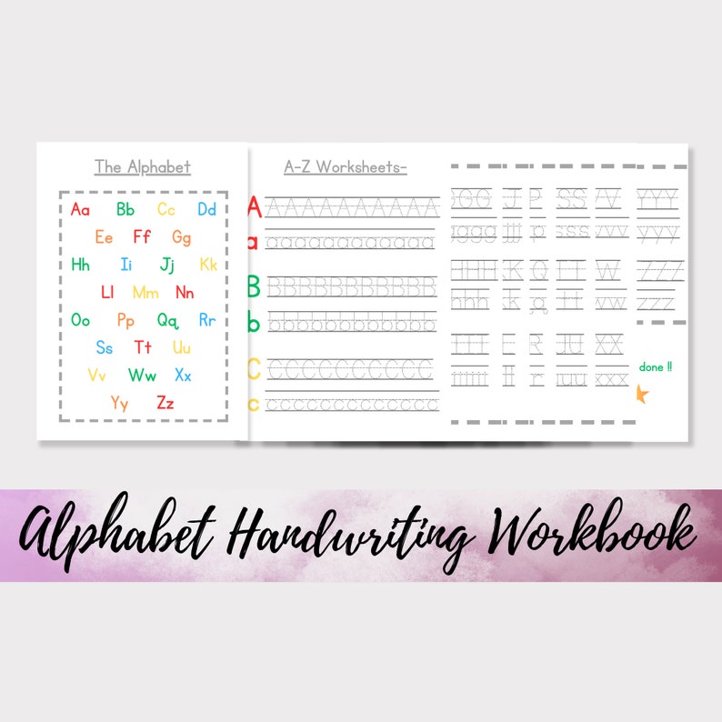 10 Page Alphabet Handwriting Practice/ Worksheets for Children ...