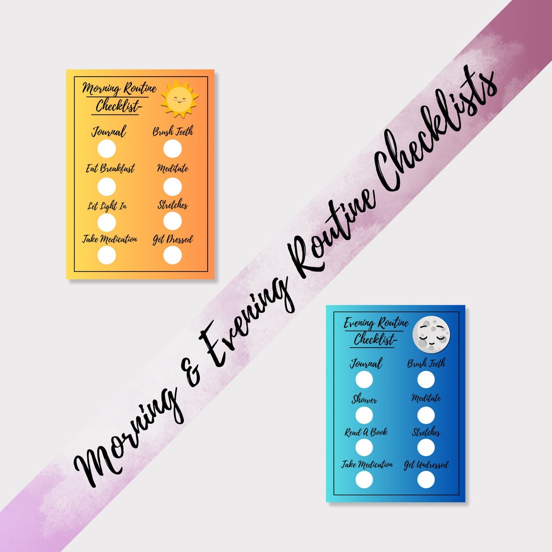 Morning and Evening Routine Checklists Digital Printable Bundle ...