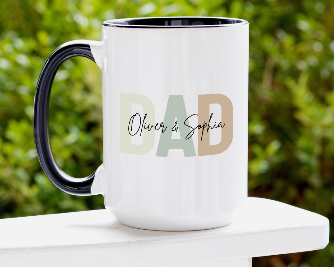 Personalized Dad Mug With Kids Name, Custom Daddy Coffee Mug, Dad Gift ...