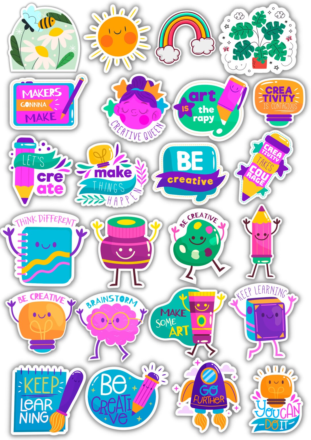 Creativity Stickers Pack. Art/sticker Png Bundle, Printable Stickers ...
