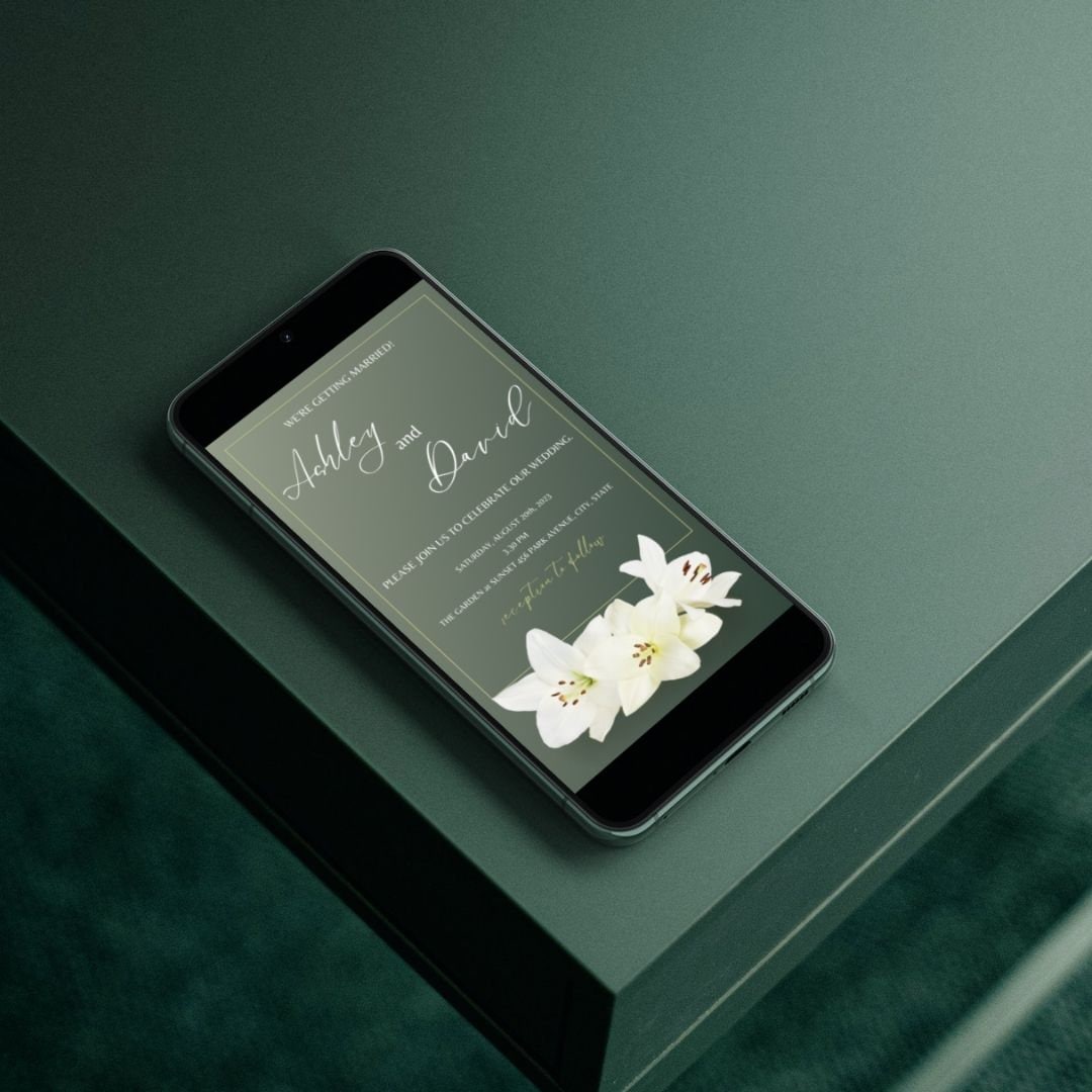 Printable Modern Digital Wedding Invitation, Elegant Digital Wedding ...