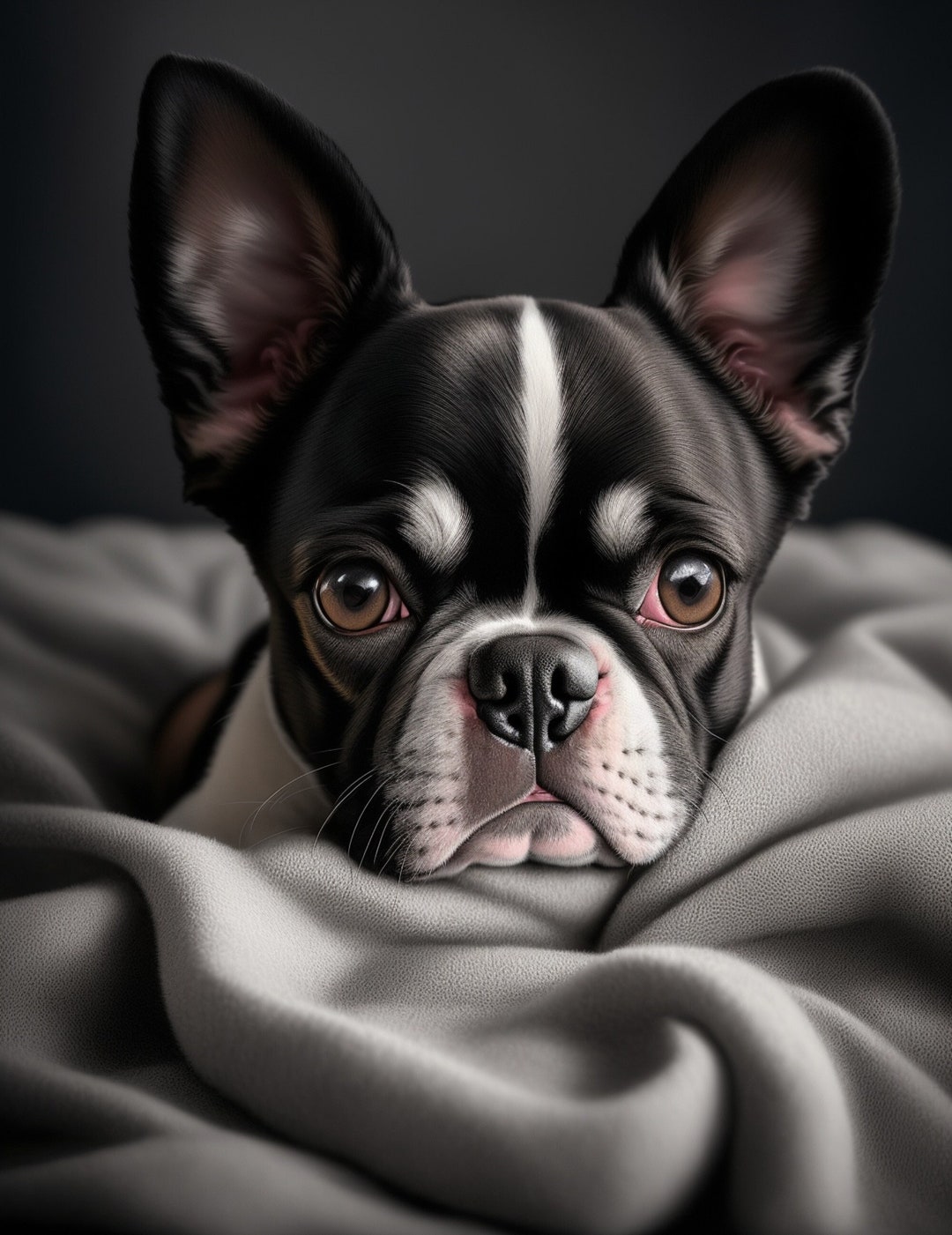 Cute Boston Terrier Puppy Portrait Painting, , Birthday Gift, Dog Dad ...