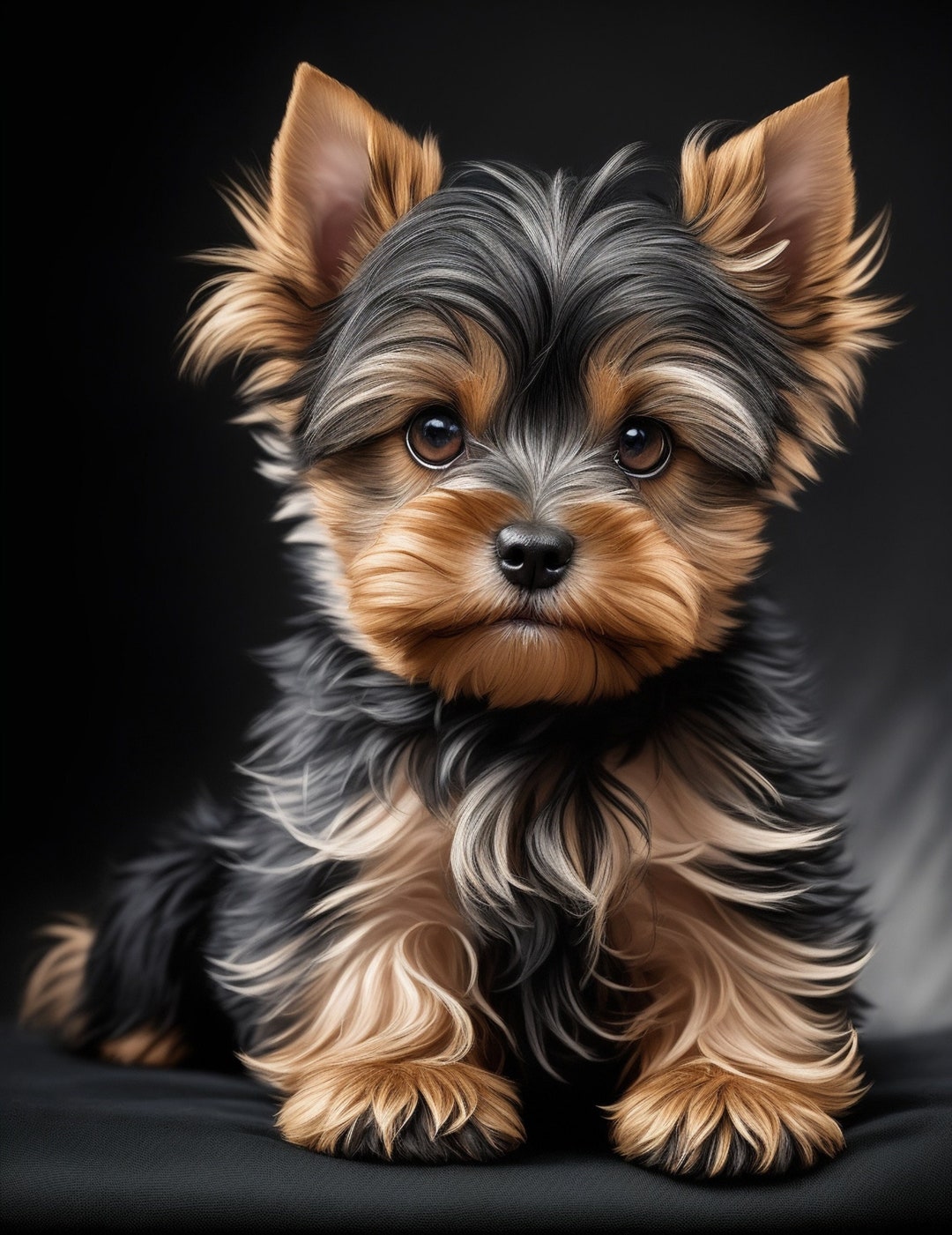 Photo-realistic Yorkshire Terrier Puppy Portrait Painting, - Etsy