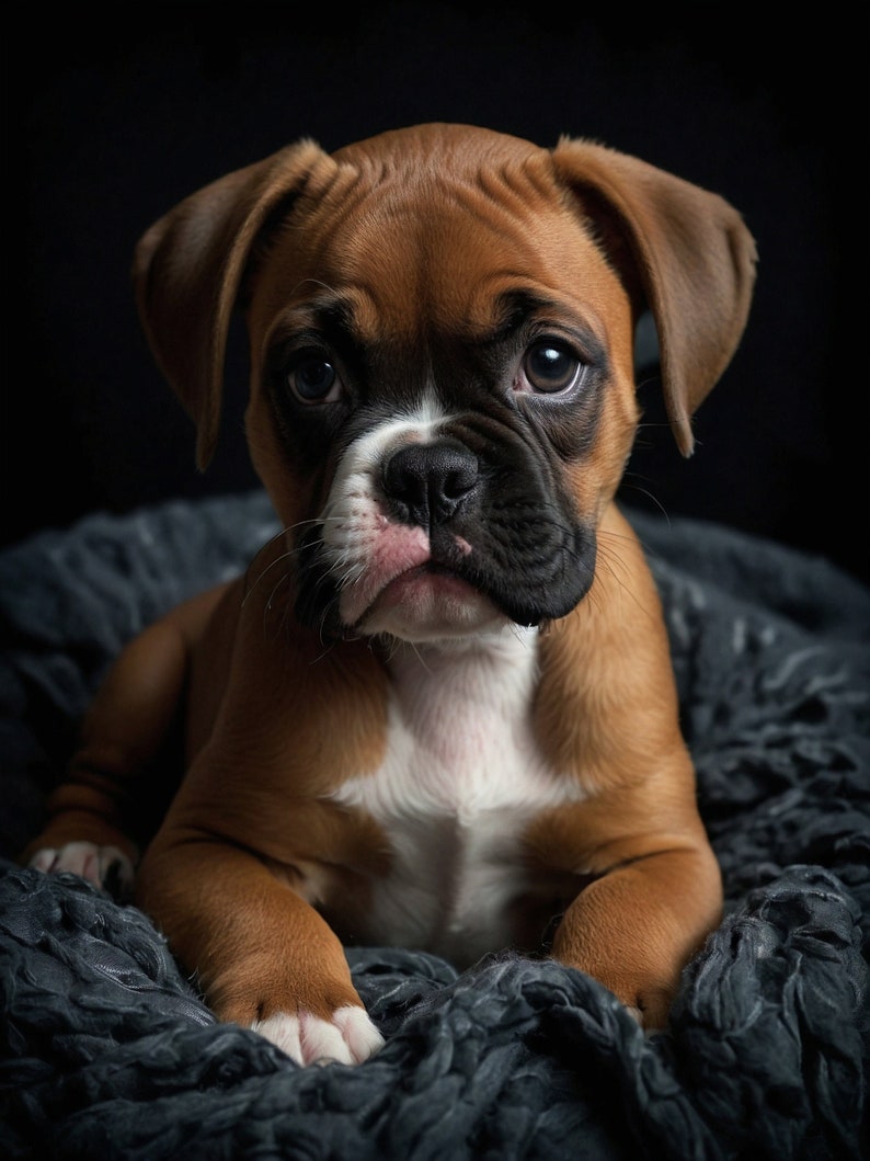 Hyper-realistic Boxer Puppy Portrait Painting, Birthday Gift, Dog Dad ...