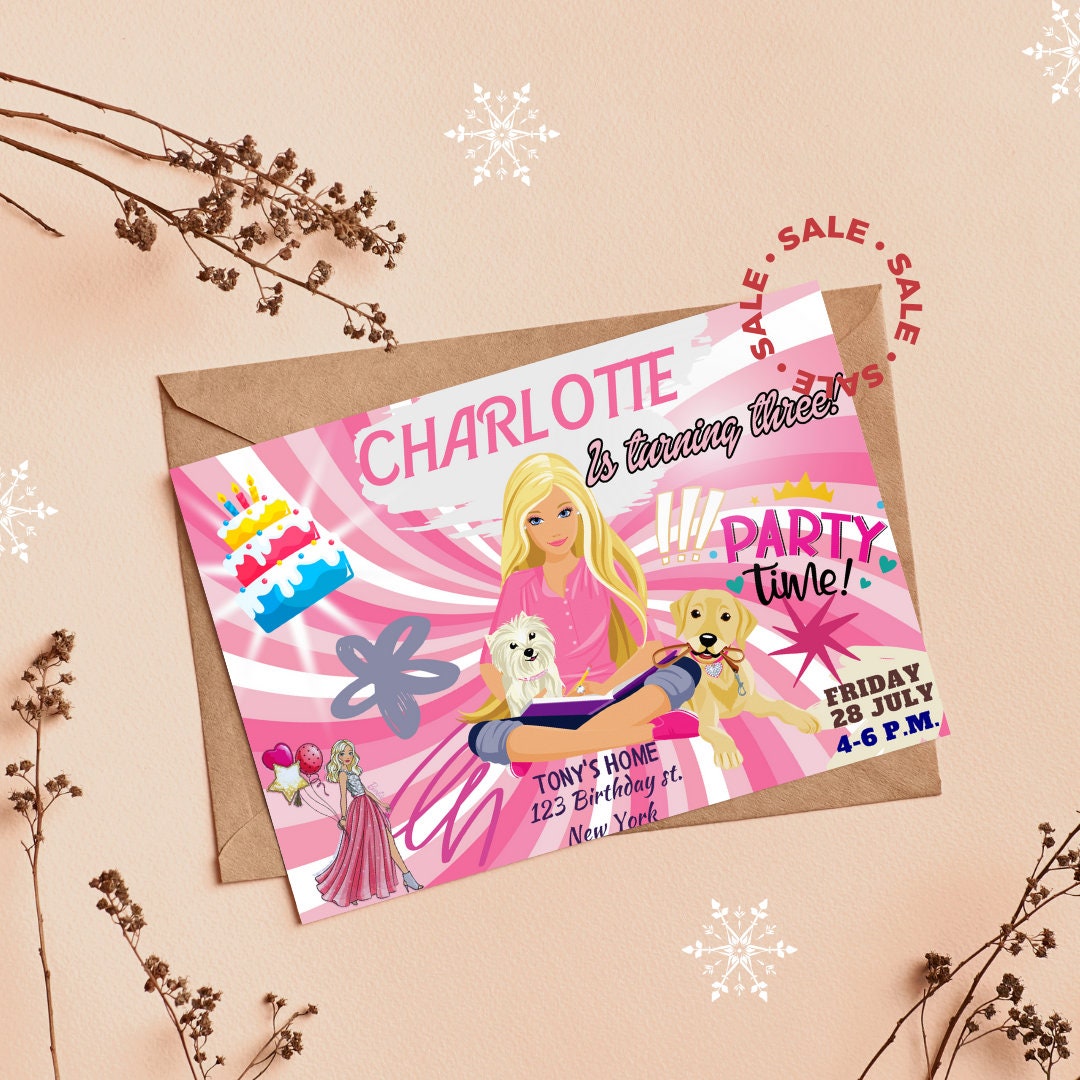 Girl Birthday Invitation, DIY Girl's Party Invitation Template, Girl's ...