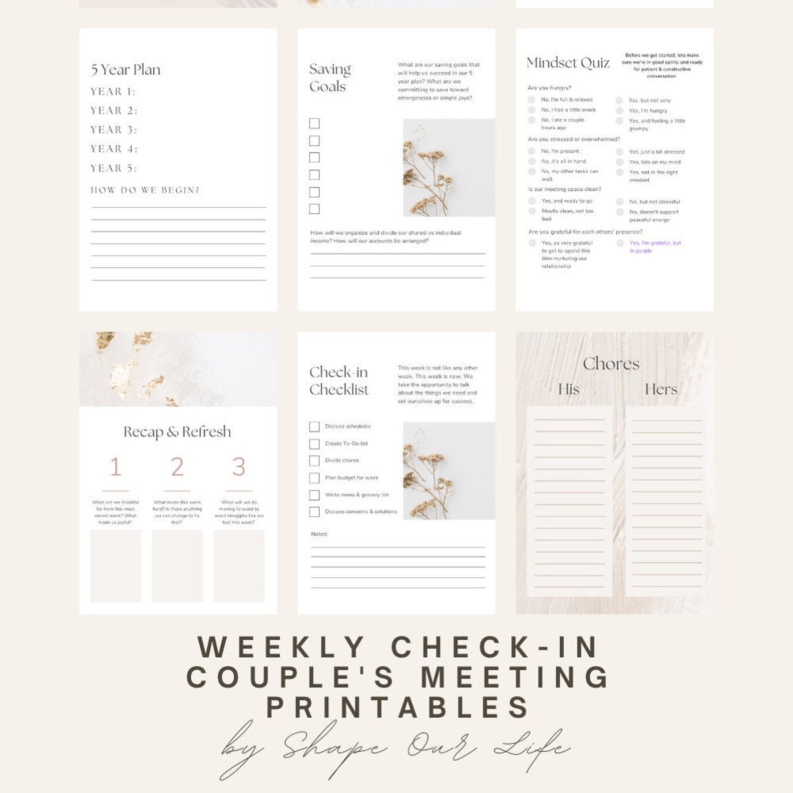 Weekly Check-in - Couple's Meeting Workbook Printable - Etsy
