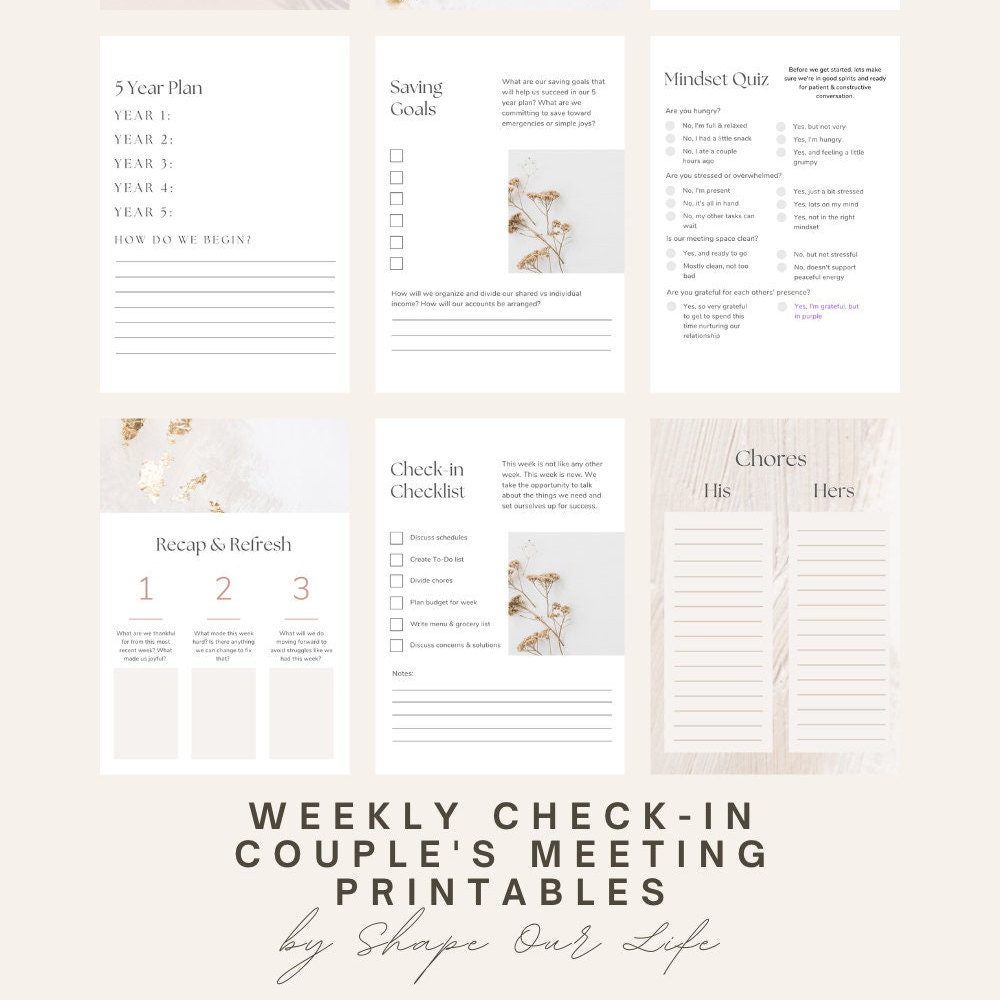 Weekly Check-in - Couple's Meeting Workbook Printable - Etsy