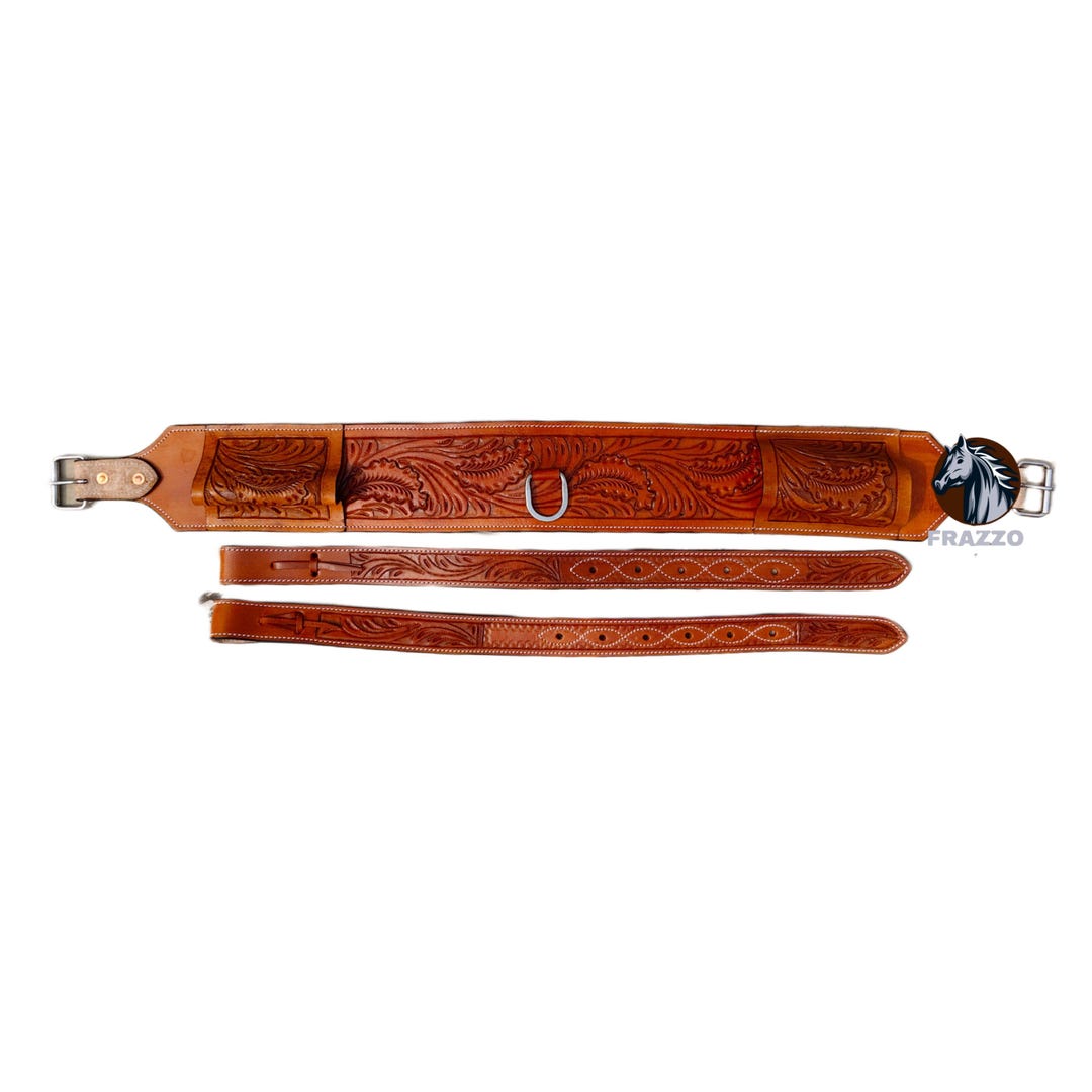 Western Leather Saddle Girth, Heavy Duty Replacement Part, Hand Carved ...