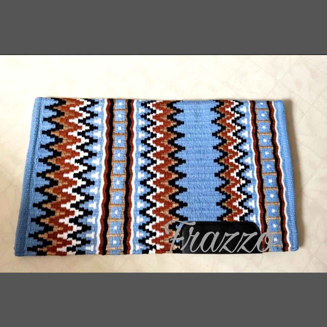 Sky Blue Western Show Blanket, Handmade Woolen Blanket Made of Vardhman ...