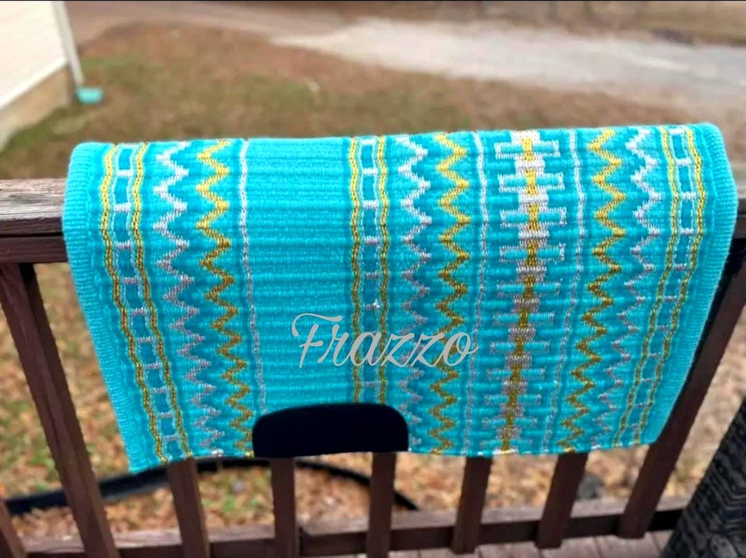 Sky Blue and Golden Western Show Blanket, Saddle Pad, Highly Durable ...
