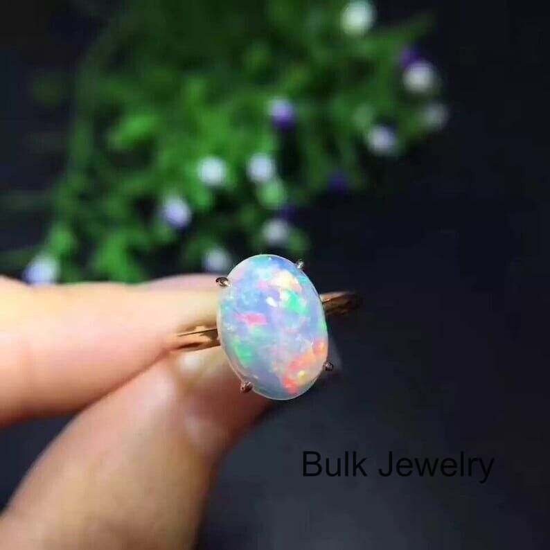 925 Sterling Silver Opal Ring Opal Gem Fire Opal Ring Vintage Opal Ring ...
