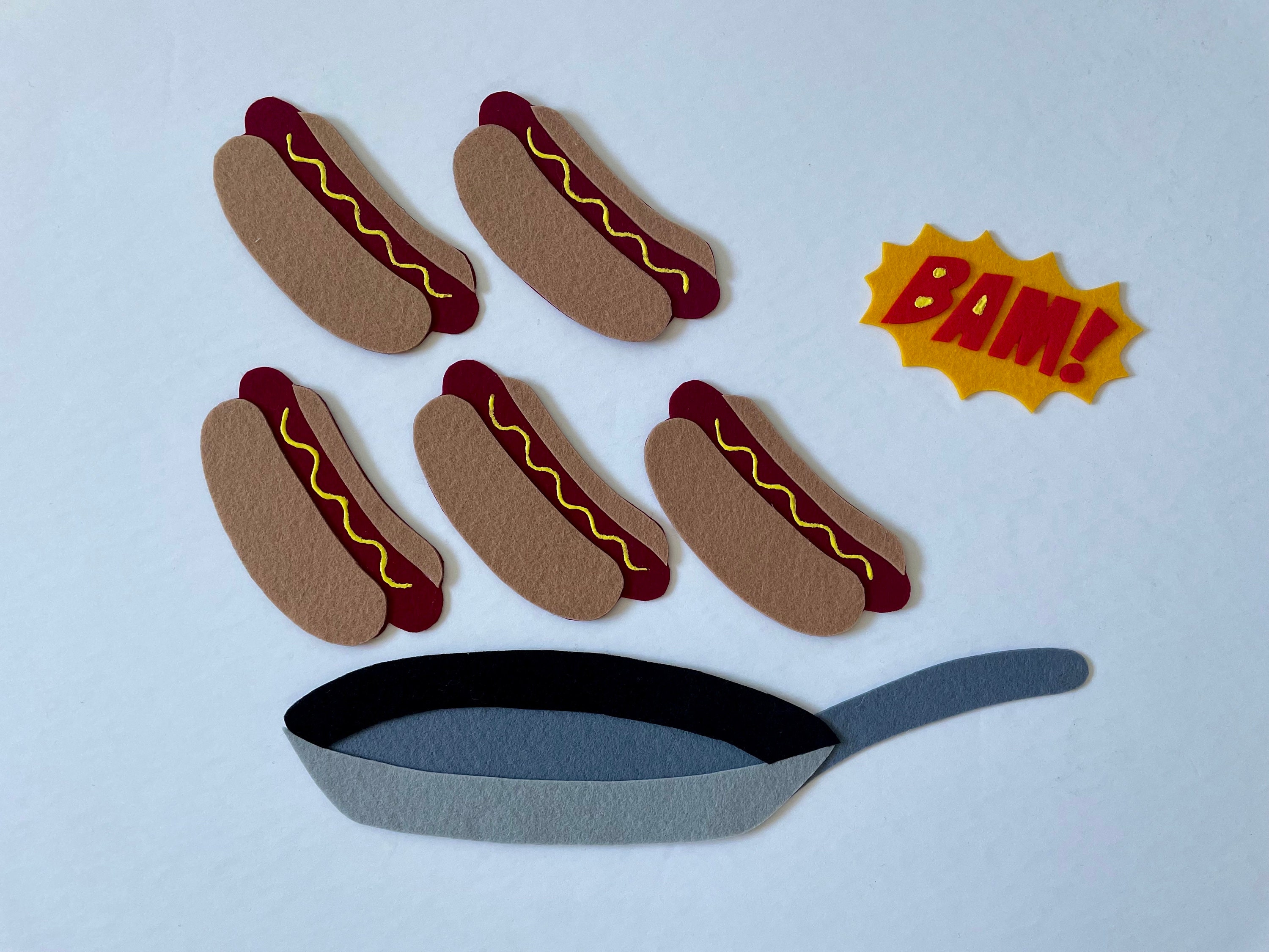 Five Little Hot Dogs Frying in a Pan - Felt Story, Flannel Board ...