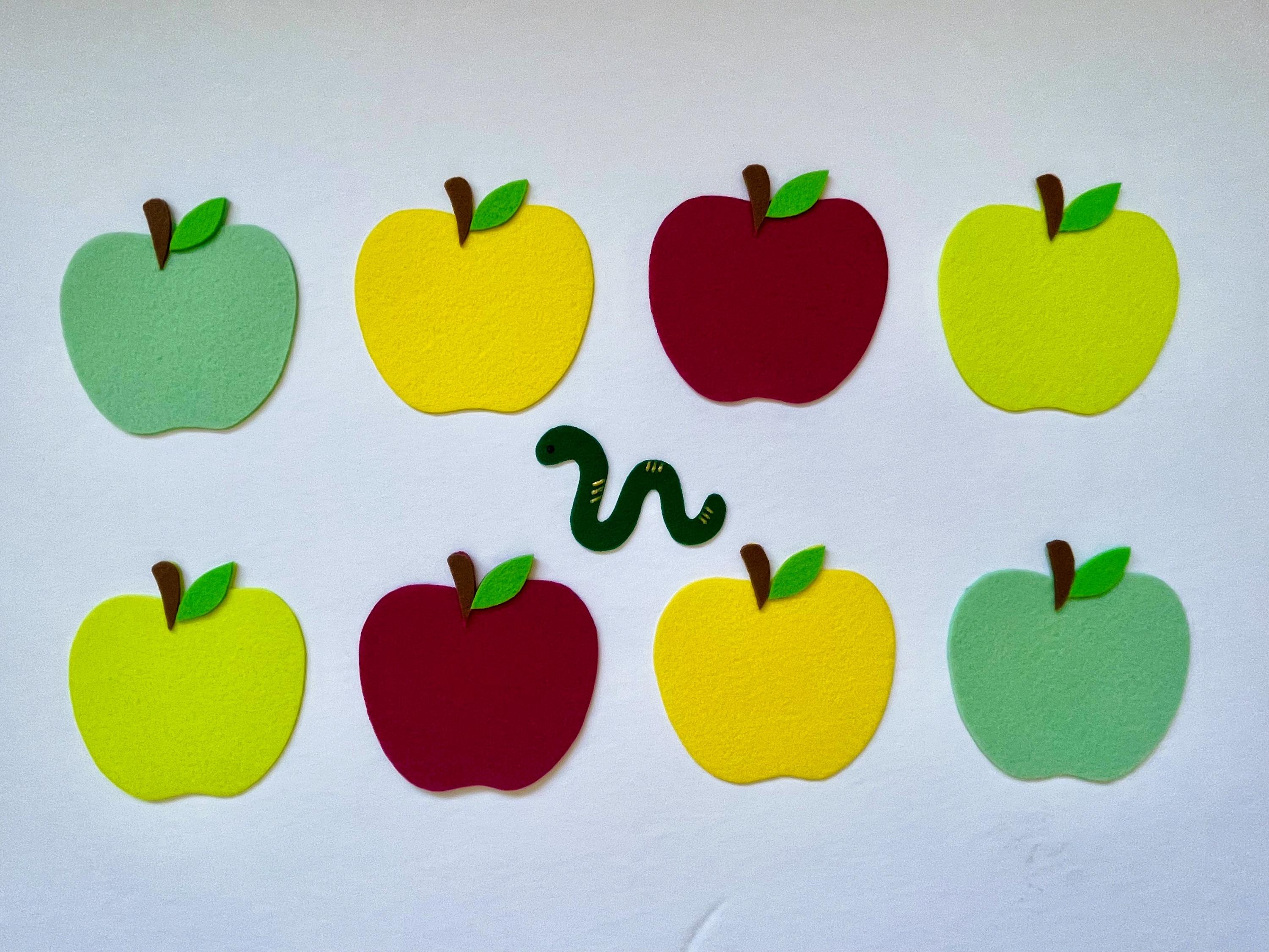 Five Little Apples + A Little Worm Hide-and-seek Game - Felt Story ...