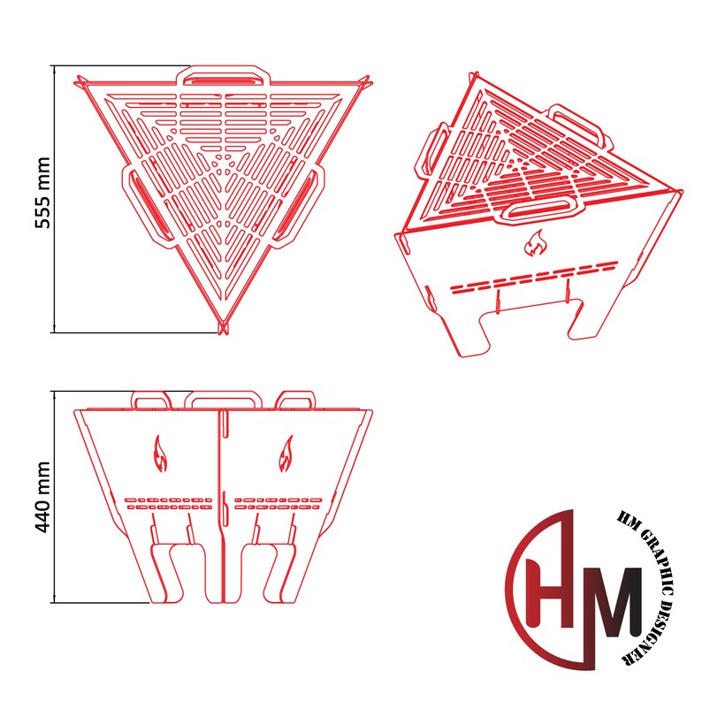 Triangle Fire Pit File ,bbq Barbecue Dxf Files for Plasma, Grill Fire ...