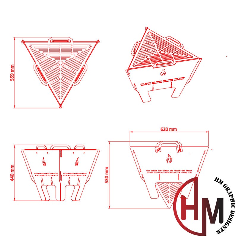 Triangle Fire Pit File ,BBQ, Barbecue Dxf Files for Plasma, Grill Fire ...