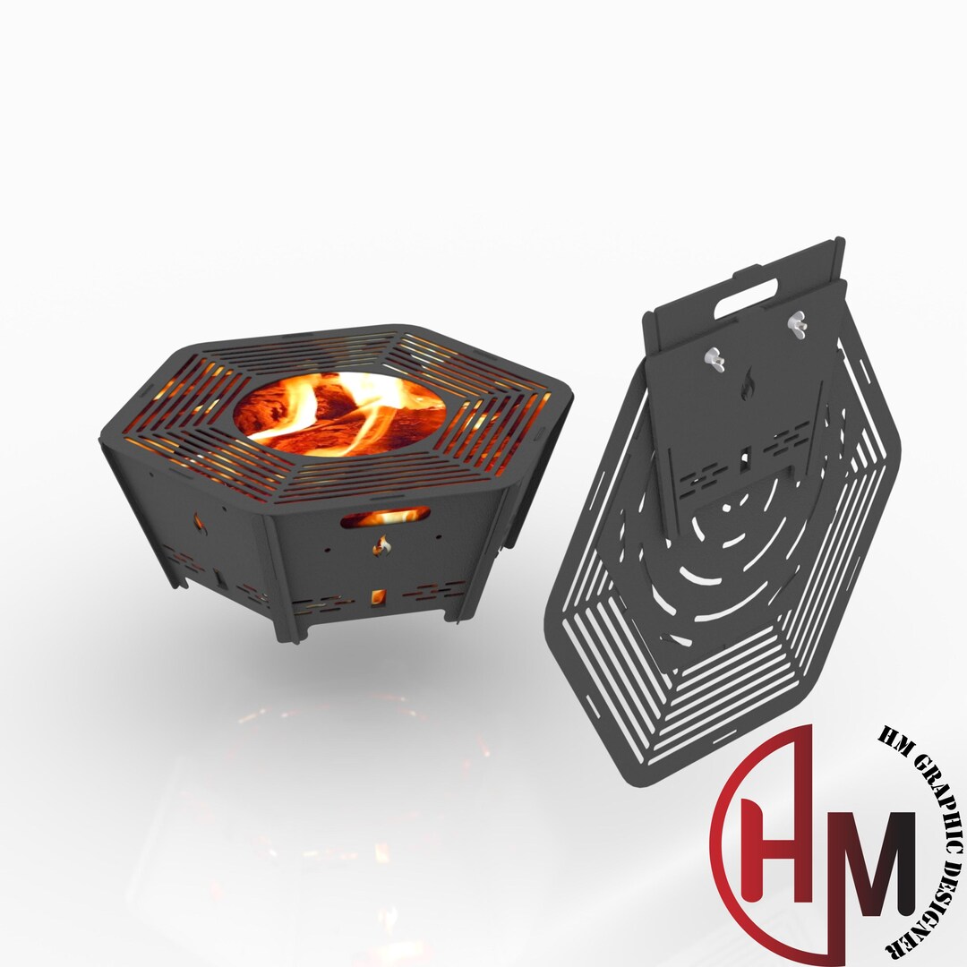 Hexagonal Fire Pit Dxf File • Foldable Portable Bbq Grill Cnc Design ...