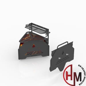 Triangle Fire Pit File ,BBQ, Barbecue Dxf Files for Plasma, Grill Fire ...