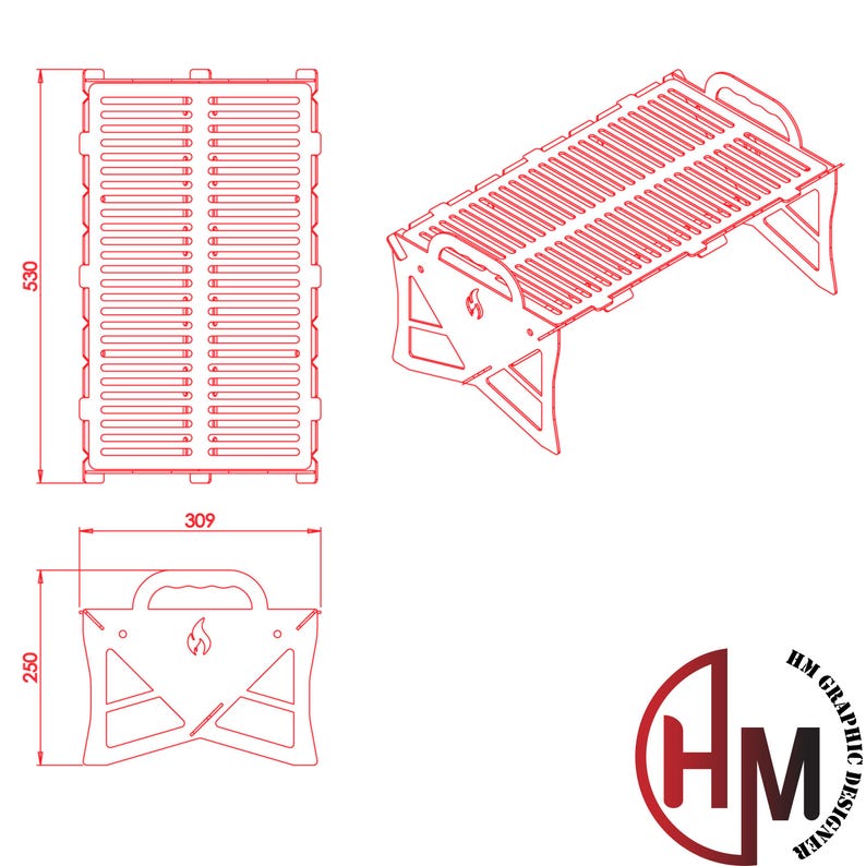 Foldable Fire Pit BBQ Grill DXF File: CNC Plasma Laser Cut (digital ...