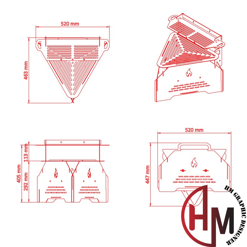 Triangle Fire Pit File ,BBQ, Barbecue Dxf Files for Plasma, Grill Fire ...
