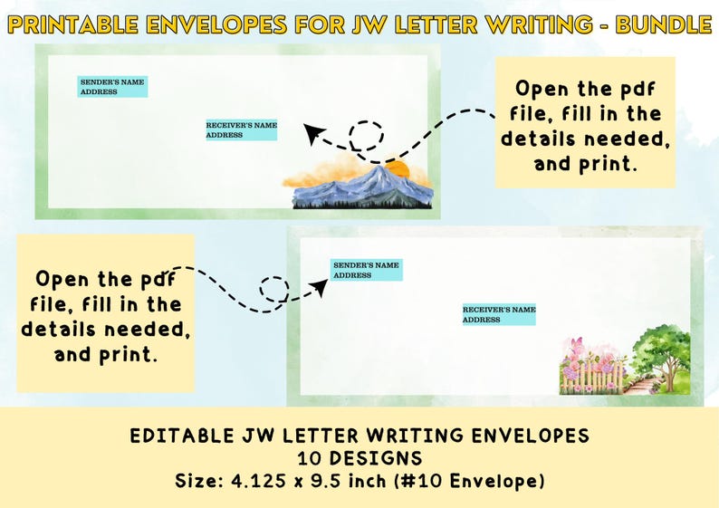 Printable Envelopes for JW Letter Writing-editable and Non-editable-10 ...