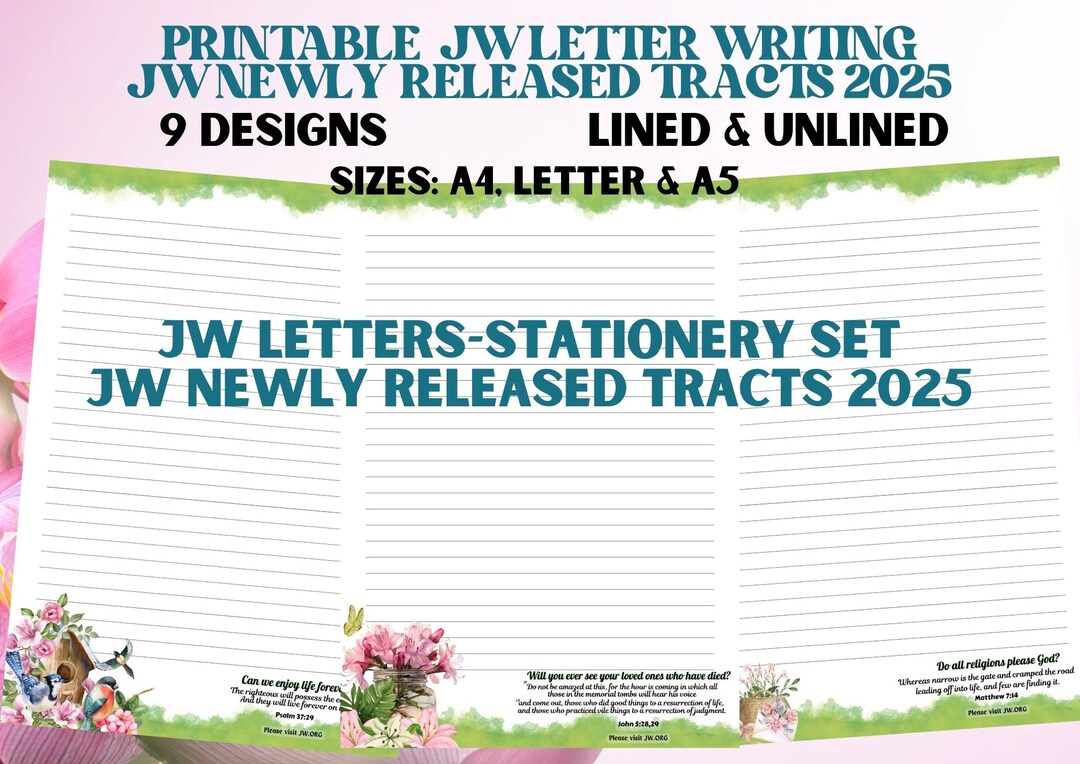 Printable JW Tracts Stationery Set: 9 New Tracts (digital Download) - Etsy