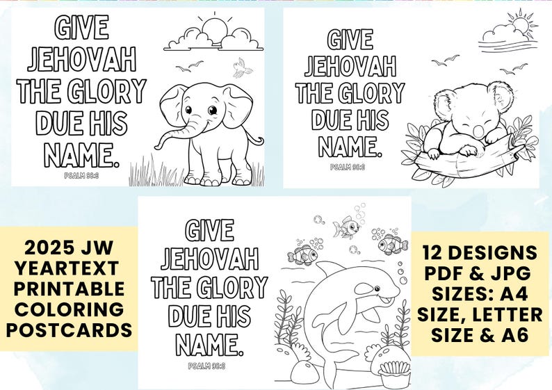 2025 JW Yeartext Coloring Bookmarks & Postcards (printable) - Etsy