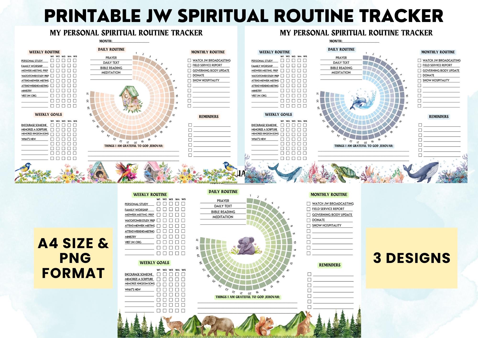 Printable-a4 Size and PNG Format- JW Spiritual Routine Tracker-3 ...