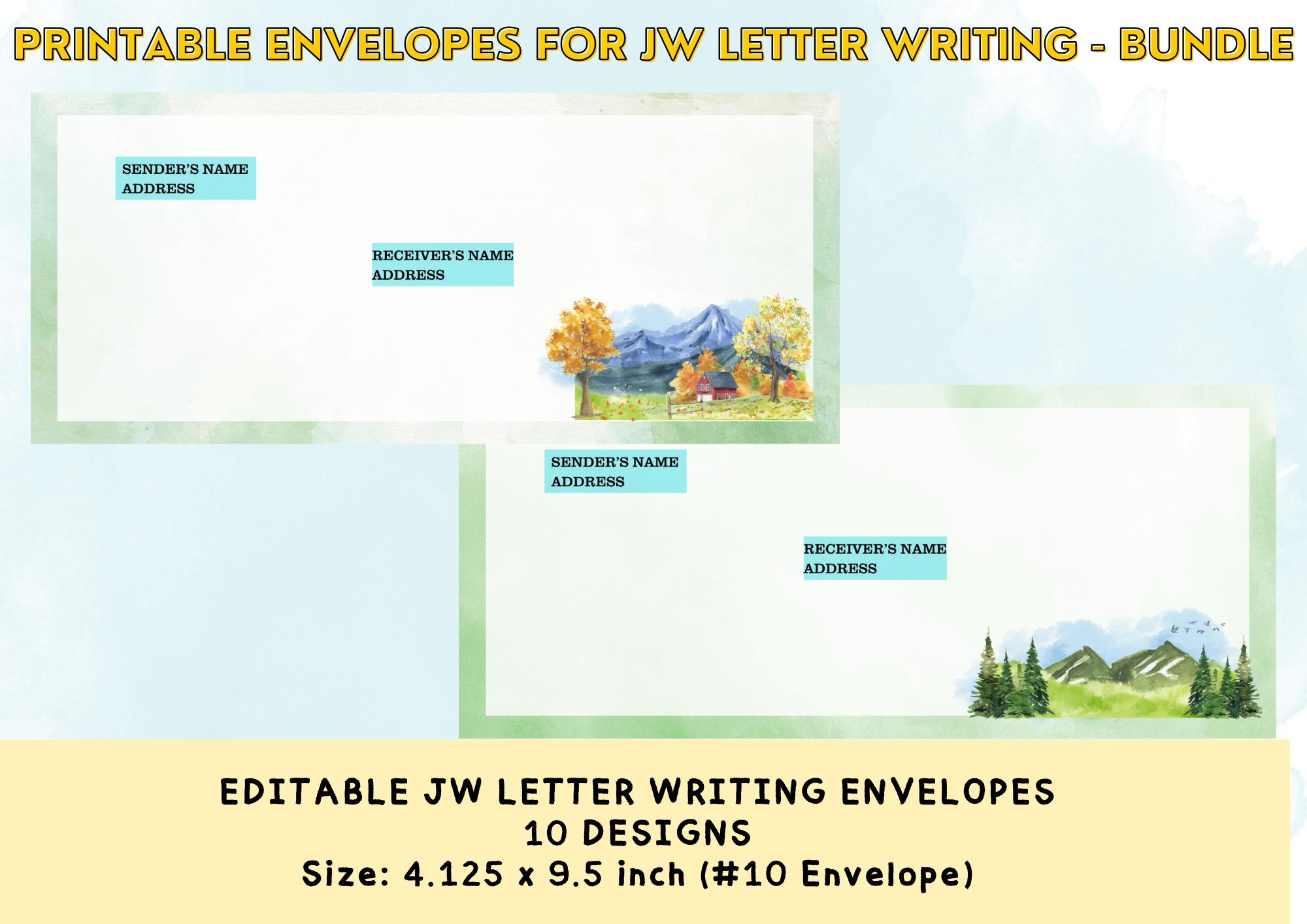 Printable Envelopes for JW Letter Writing-editable and Non-editable-10 ...