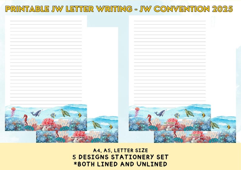 JW Printable Letter Writing Stationery- JW Convention 2025 Pure Worship ...