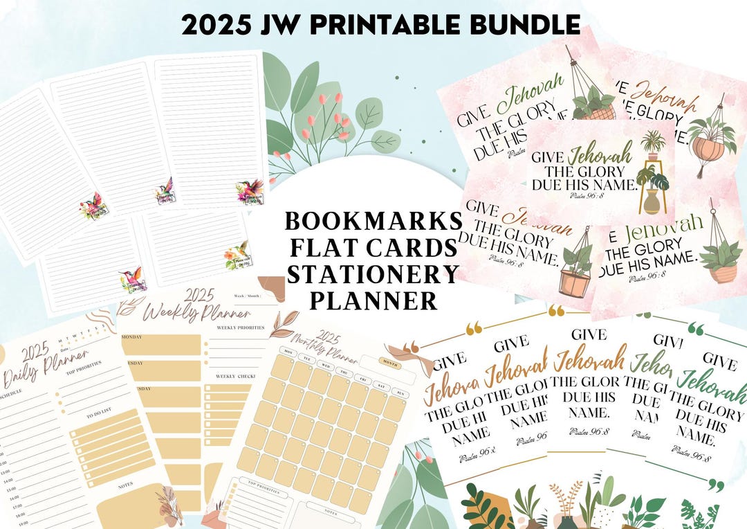2025 JW Printable Bundle_2025 Yeartext_psalm 96:8_JW Bookmarks_jw Flat ...
