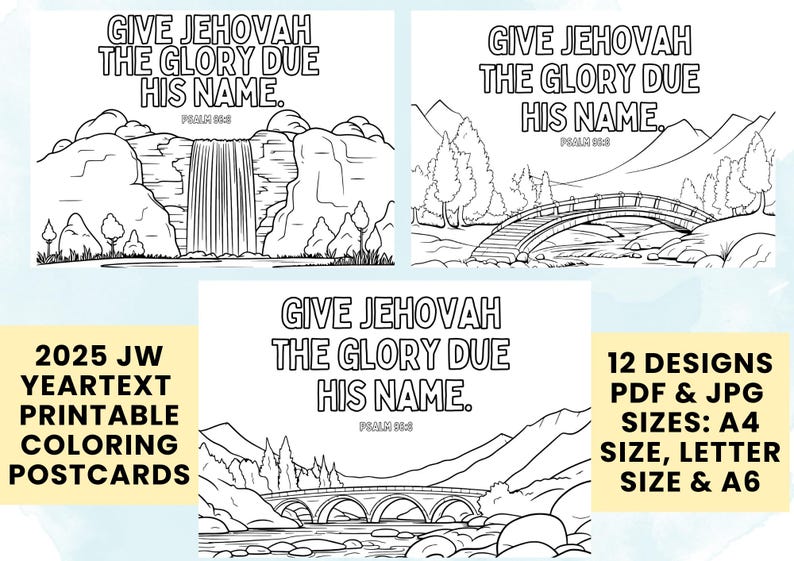 2025 JW Yeartext Coloring Bookmarks & Postcards (printable) - Etsy