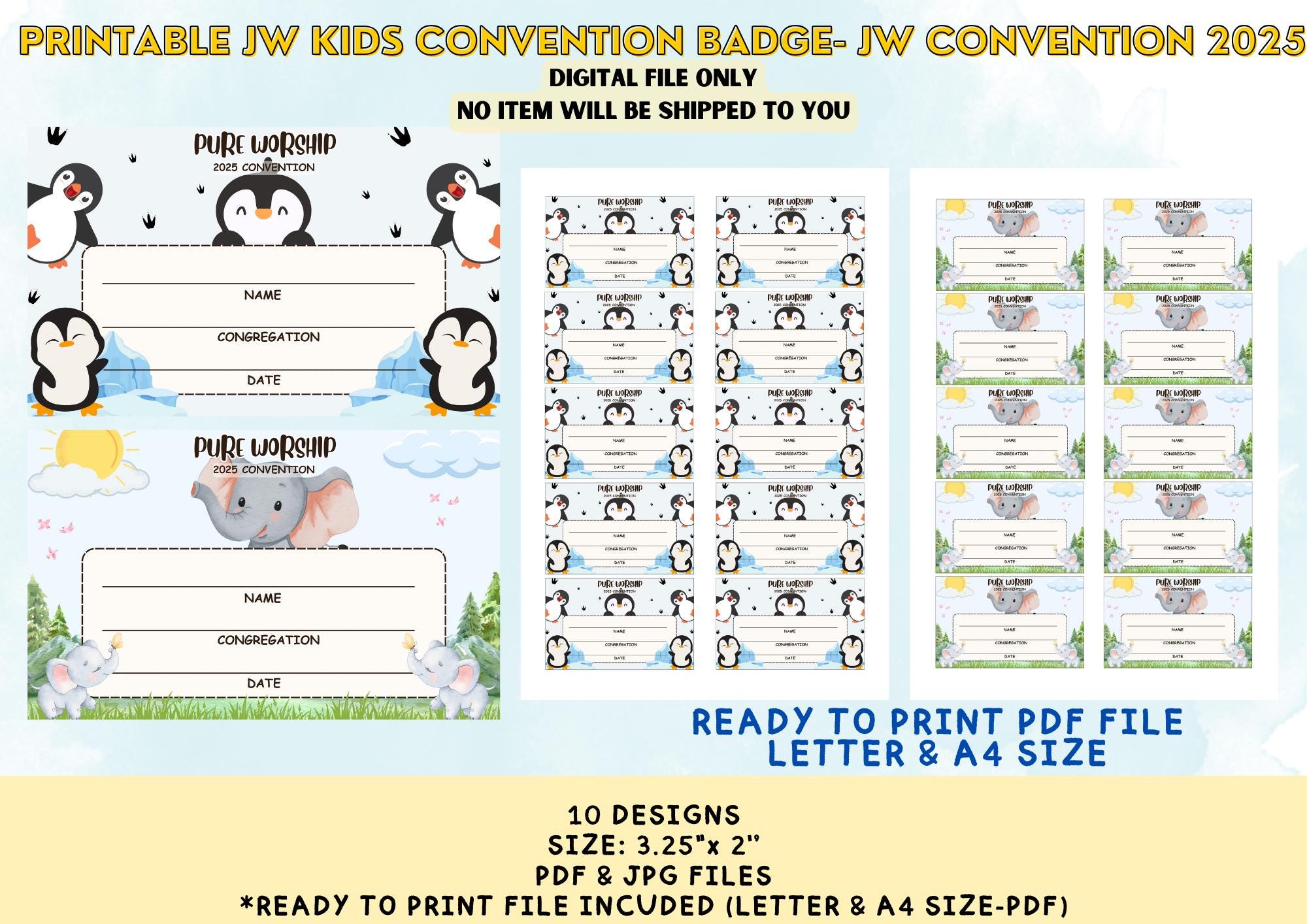 Printable JW Kids Convention Badges:jw Pure Worship Badge_ Animal Theme ...