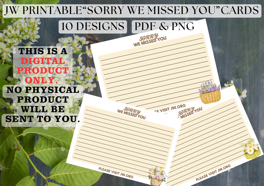 Printable JW "sorry We Missed You" Cards_jw Ministry Supplies_a6_10 ...