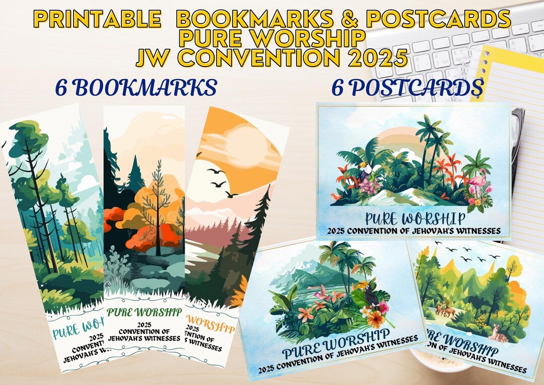 2025 JW Convention Bookmarks & Postcards: Pure Worship Souvenirs ...