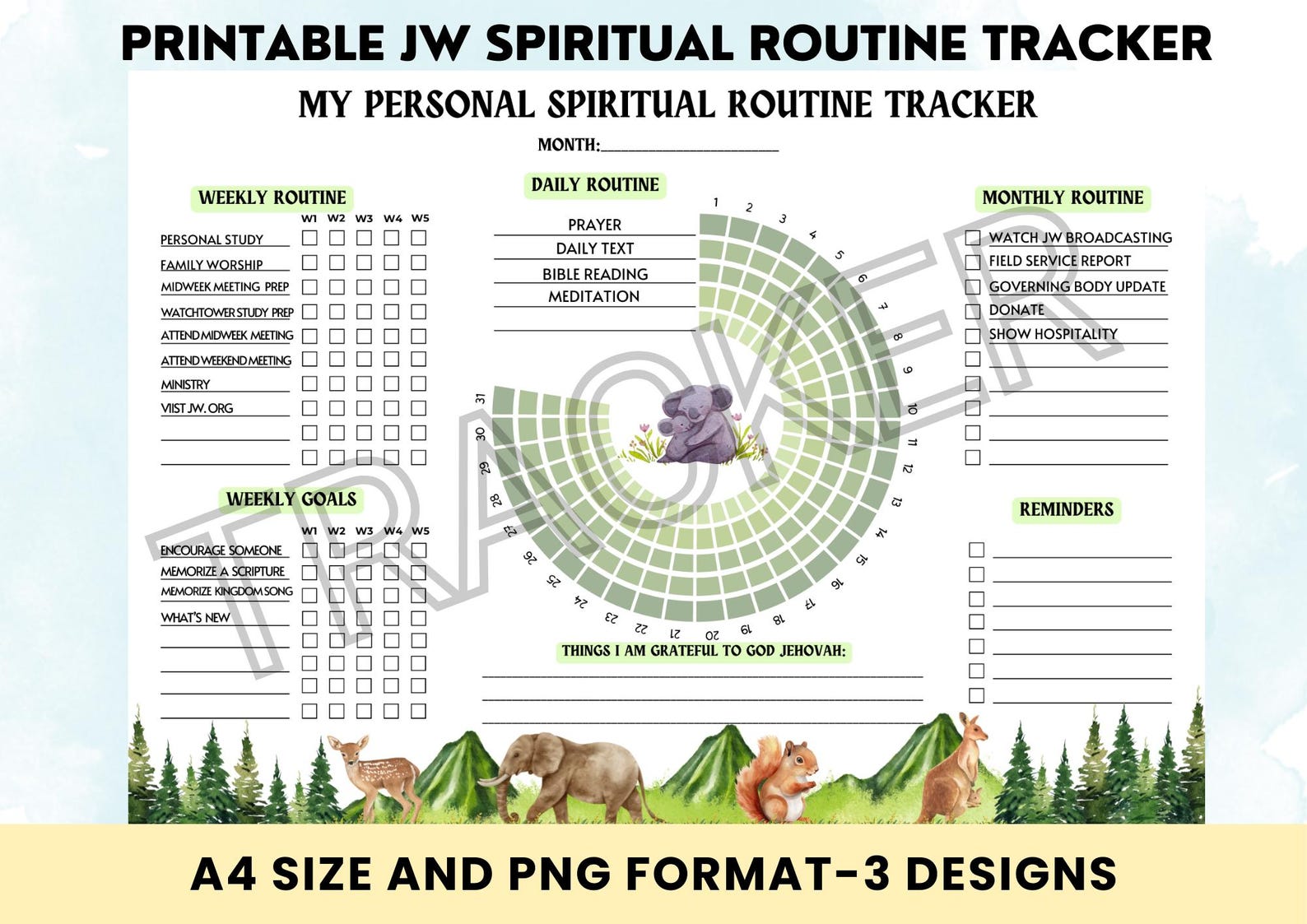 Printable-a4 Size and PNG Format- JW Spiritual Routine Tracker-3 ...