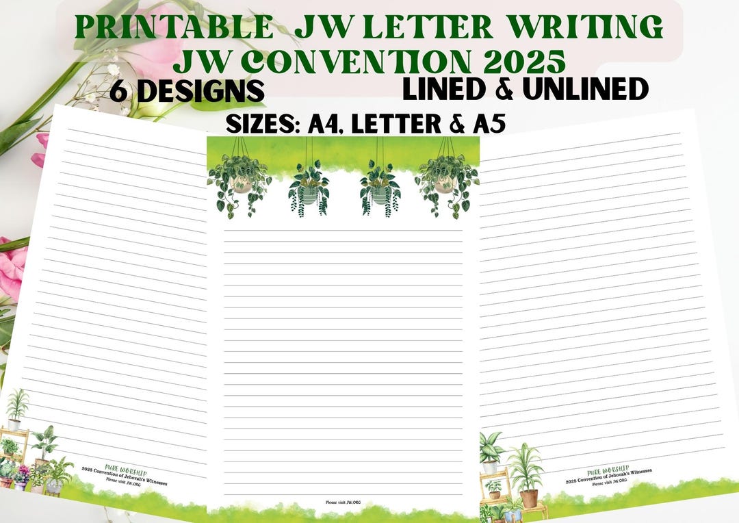 JW Convention 2025 Stationery: House Plants Letter Writing (digital ...