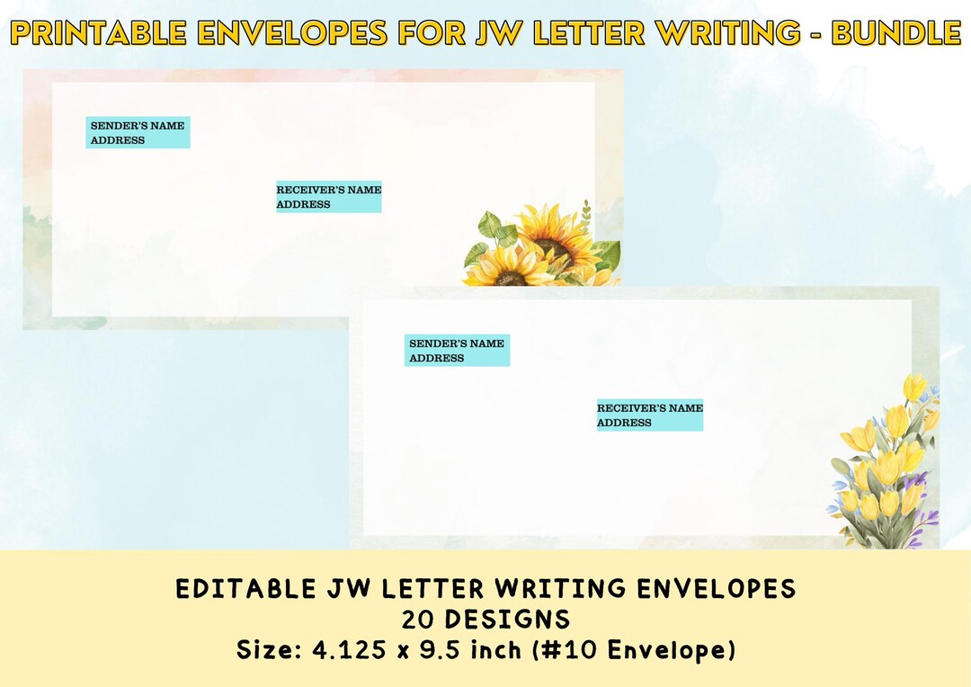 Floral Printable Envelopes for JW Letter Writing: Editable #10 Size ...