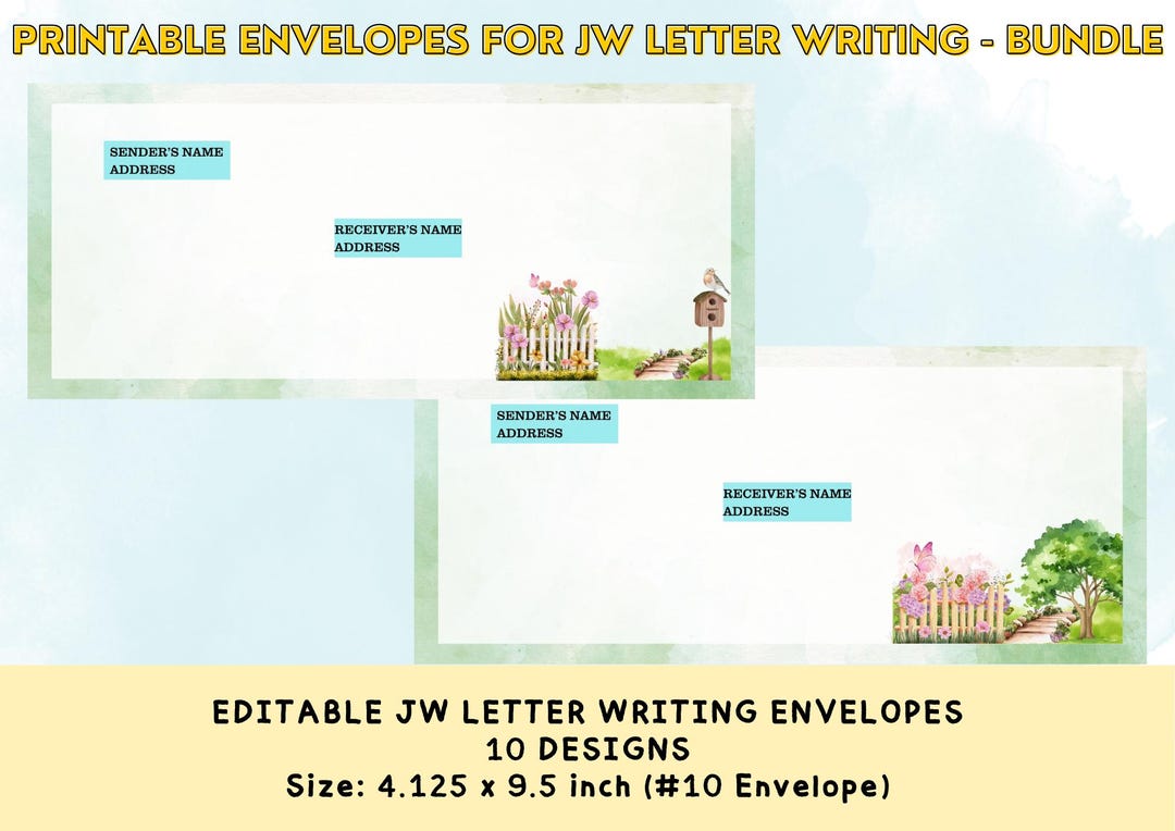 Printable Envelopes for JW Letter Writing-editable and Non-editable-10 ...