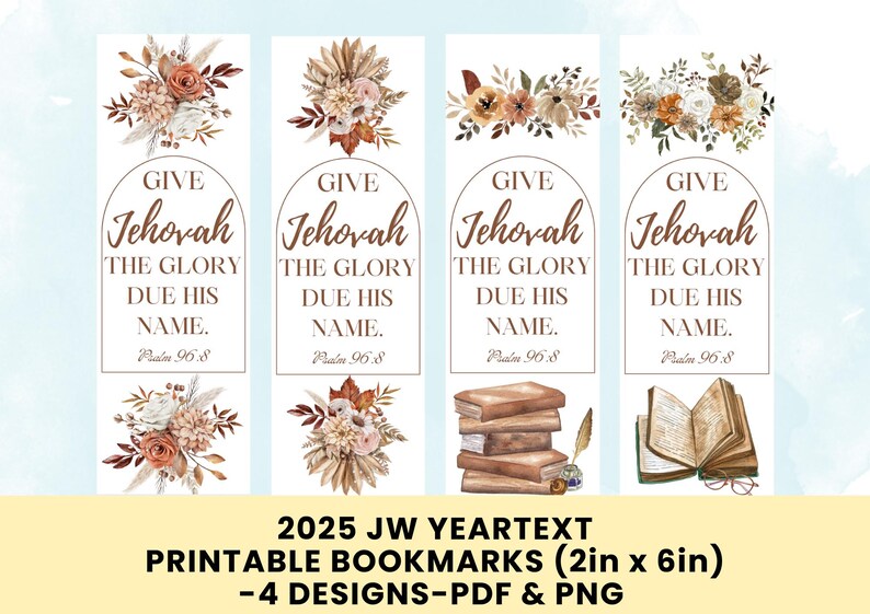 2025 JW Yeartext Printable Cards and Bookmarks: Autumn Vintage Design ...