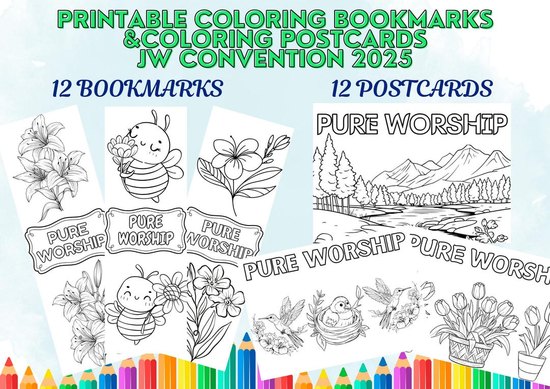 2025 JW Convention_pure Worship_printable Coloring Bookmarks and ...