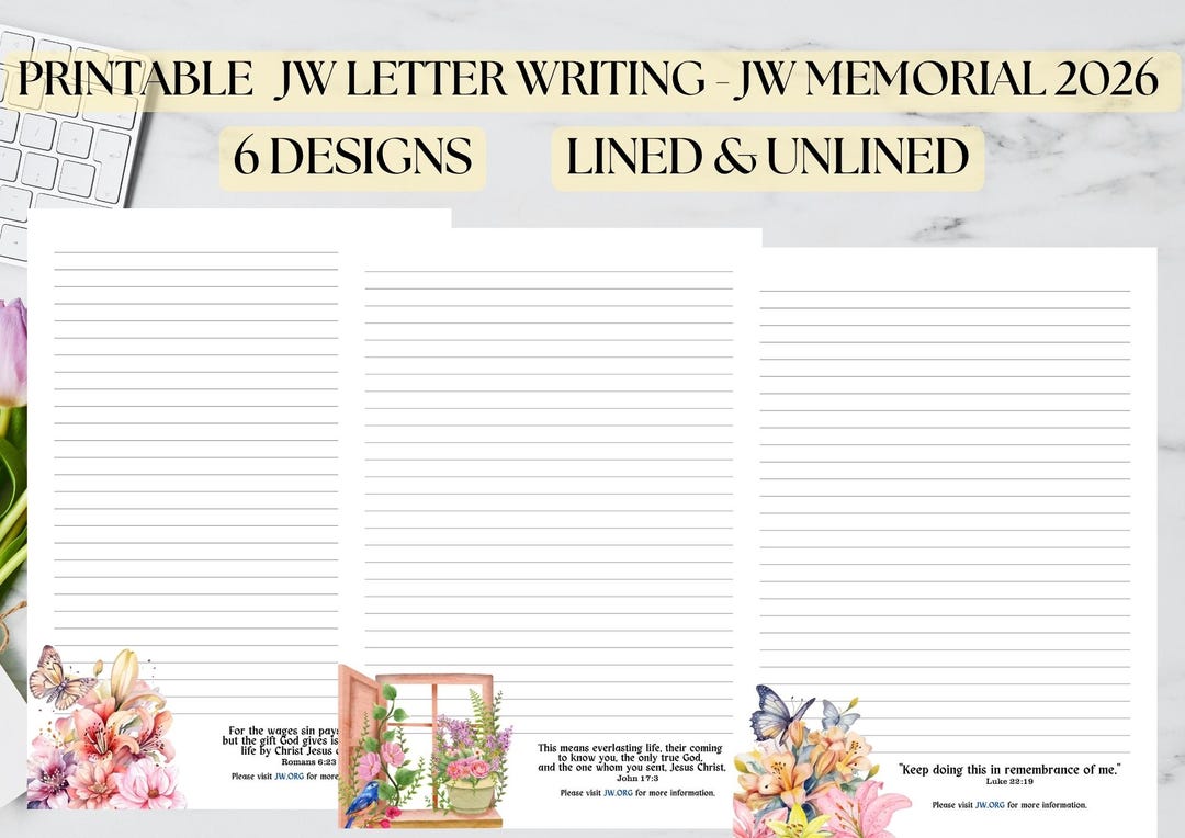 JW Memorial 2026 Stationery Set: Floral_ JW Letter Writing (PDF) - Etsy