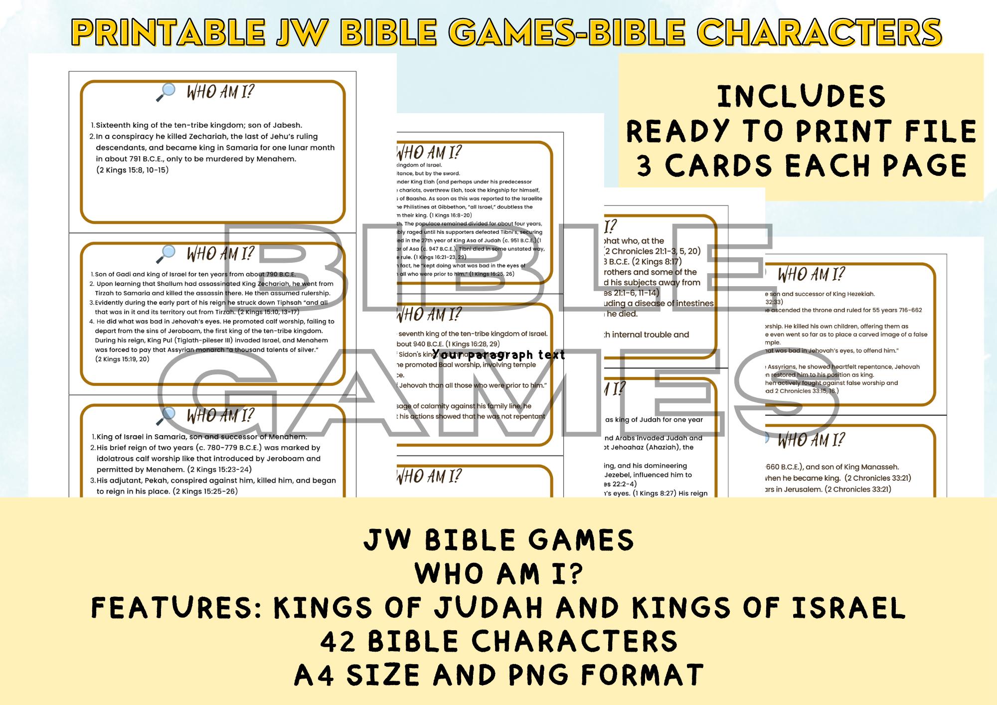 Printable Bible Game: Kings of Israel & Judah "who Am I?" (digital ...
