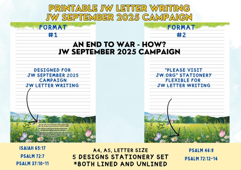 JW Letter Writing Stationery: JW September 2025 Campaign-an End to War ...