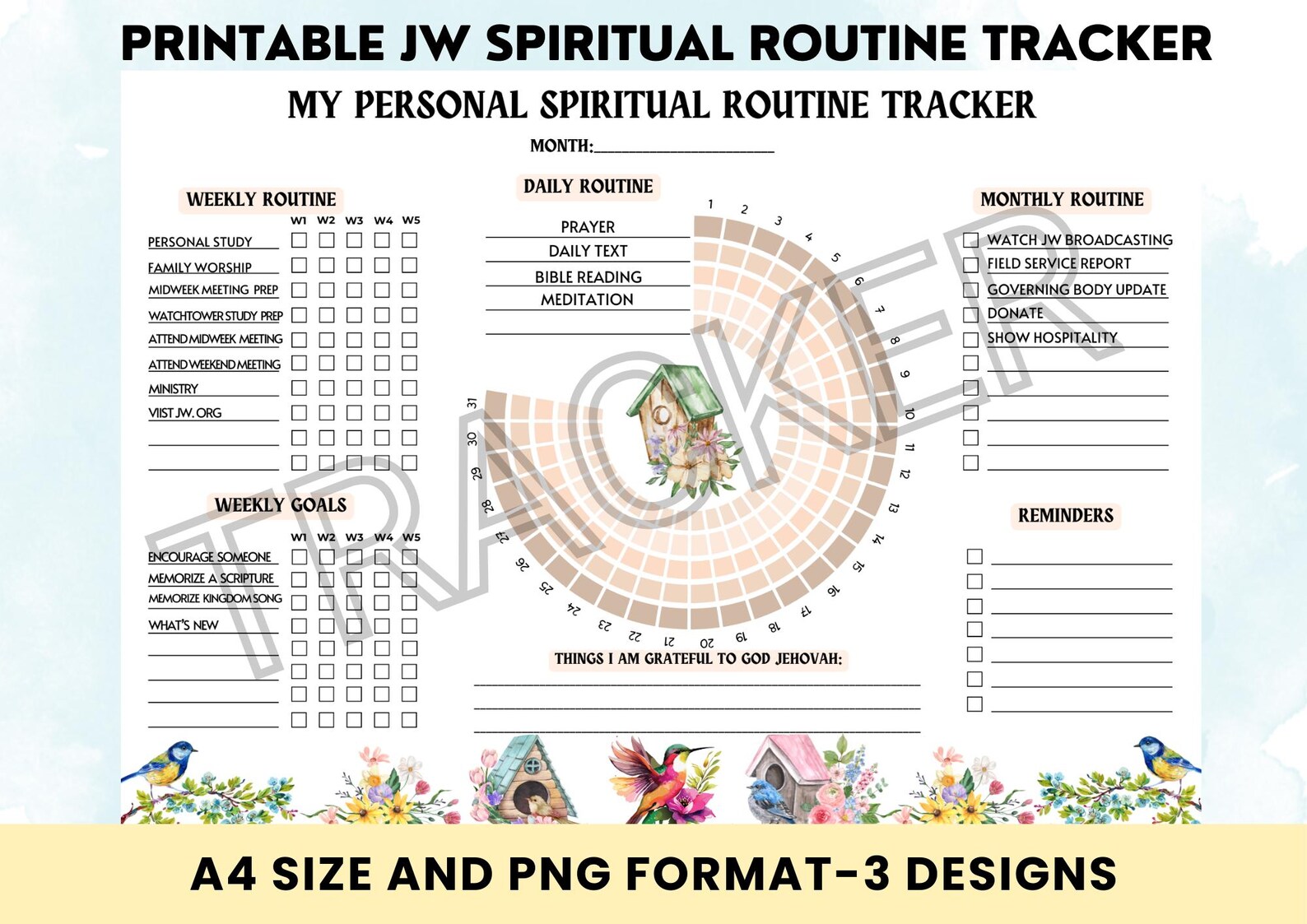 Printable-a4 Size and PNG Format- JW Spiritual Routine Tracker-3 ...