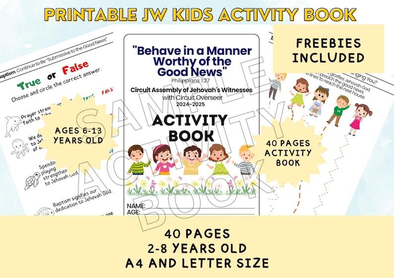 Printable JW Kids 2-8 Yrs Old Activity Book-with Freebie_behave in a ...