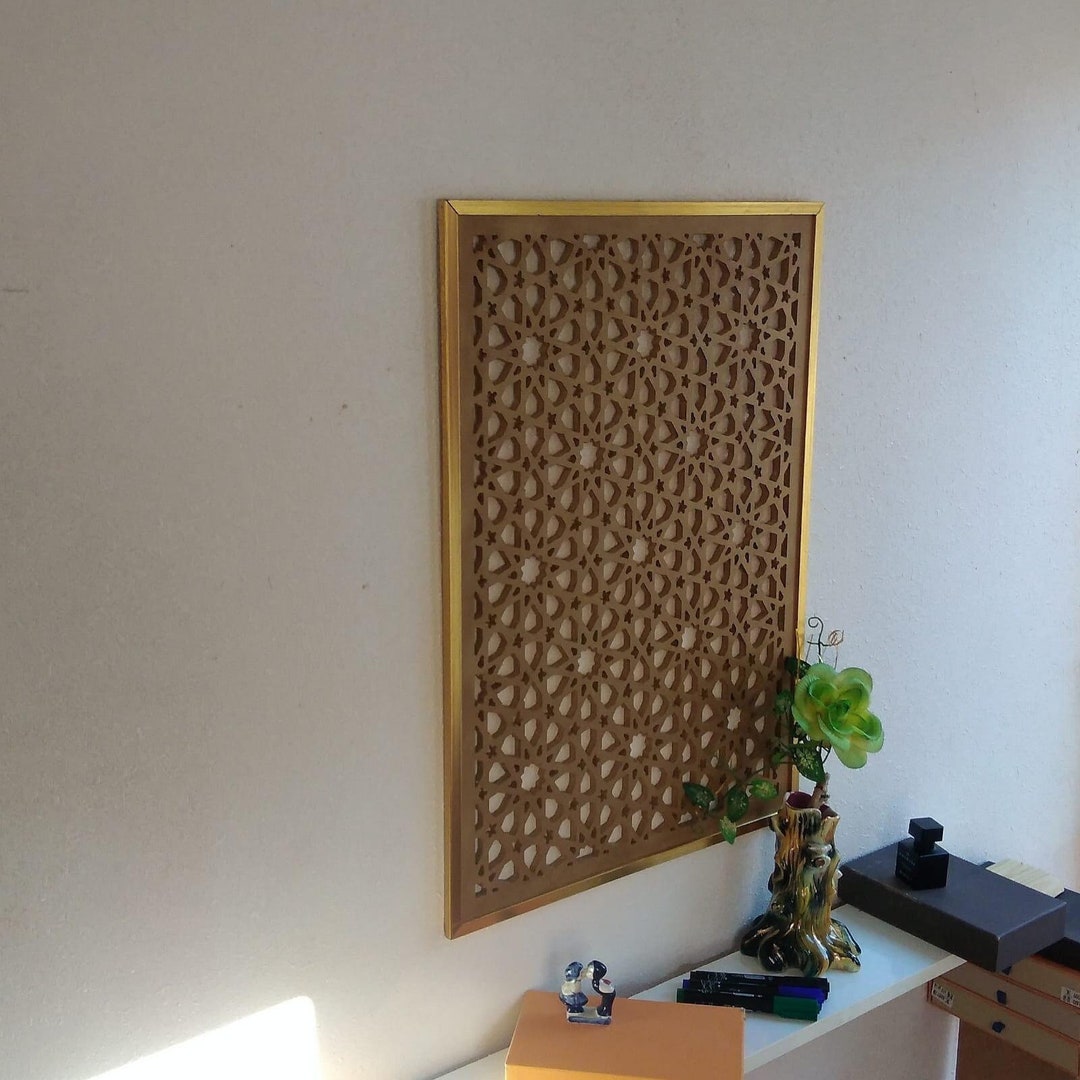 Moroccan Mashrabiya , Hand-carved Wooden Decorative Panel, Moroccan ...