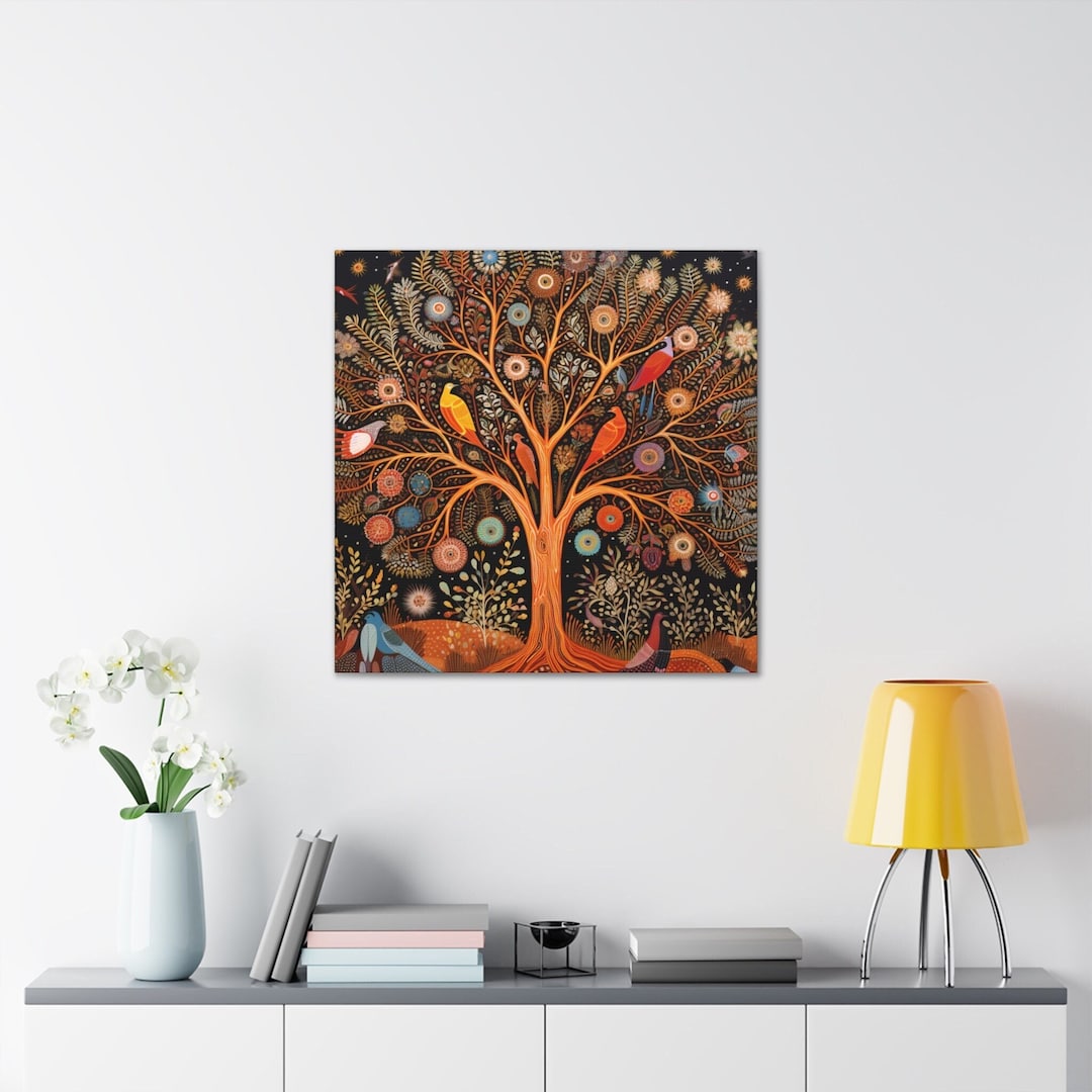 Aboriginal Canvas, Aboriginal Tree With Birds,indigenous Art ...