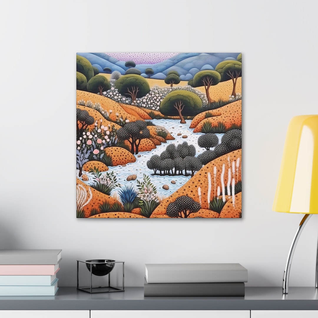 Aboriginal Canvas, Aboriginal Mountain Landscape, Indigenous Art ...