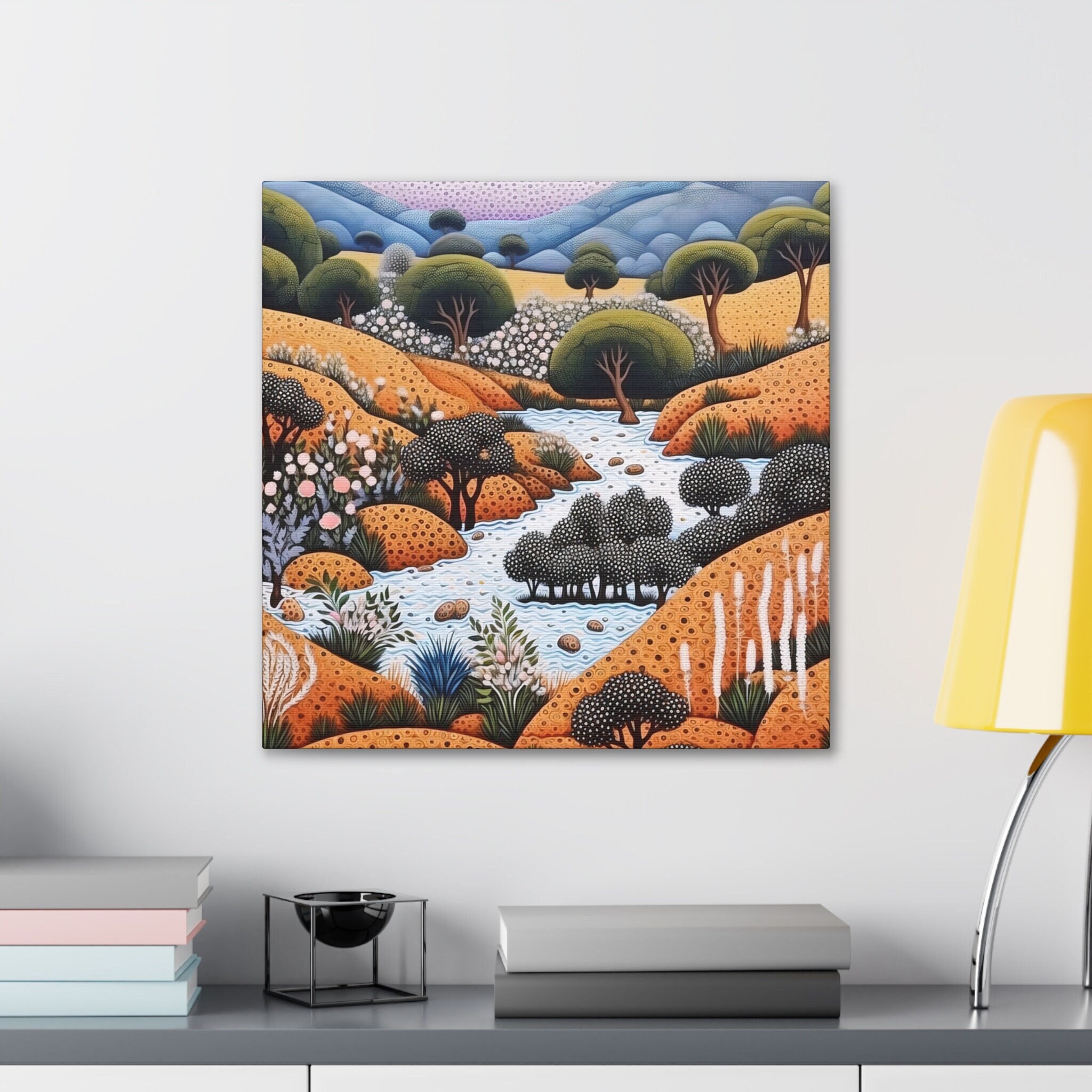 Aboriginal Canvas, Aboriginal Mountain Landscape, Indigenous Art ...