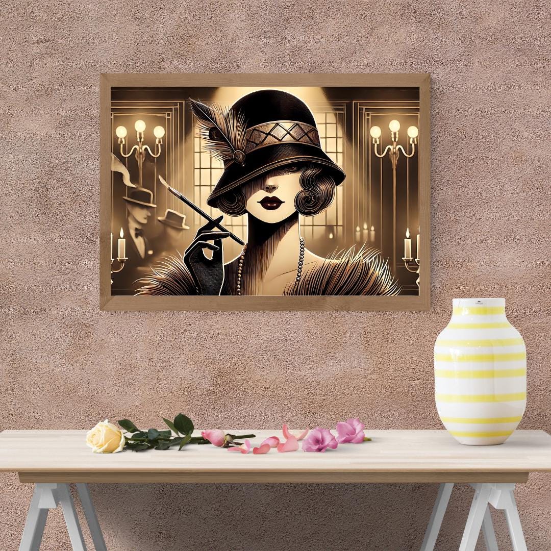 Art Deco Flapper Poster: Vintage 1920s Glamour Wall Art, Gatsby Party ...